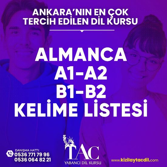 TAÇ Yabancı Dil Kursu. ALMANCA A1-A2-B1-B2 KELİMELERİ